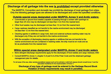 MARPOL Placard For Crew Shipboard Operations Training Safety
