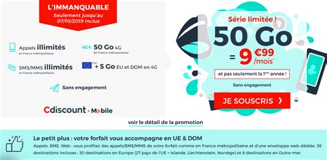 Forfait illimité avec 50 Go le forfait à 9 99 mois de Cdiscount Mobile
