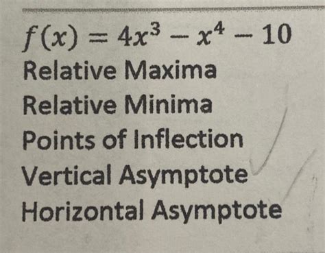 solved f x 4x3−x4−10 relative maxima relative minima points