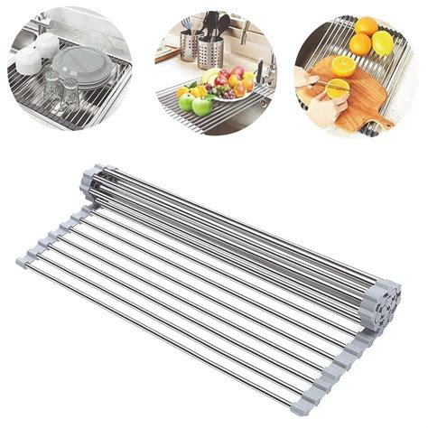 Escorredor Louças Esteira Multifunções Aço Inox Dobrável Shopee Brasil