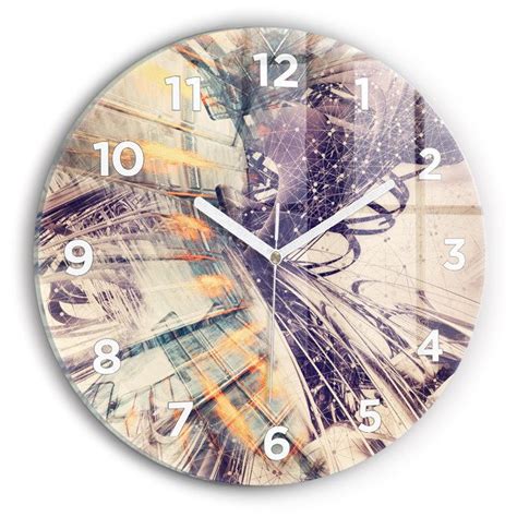 Decortapis Horloge murale en verre Horloge ronde 30cm Mécanisme