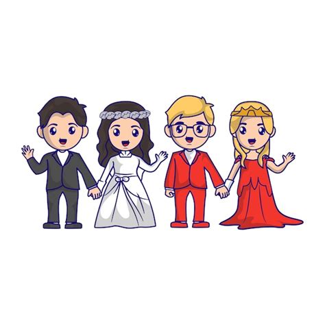 Ilustração de casamento de casal de noivos Vetor Premium