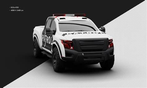 Coche De Camioneta De Patrulla Blanco Mate Realista Aislado Desde La