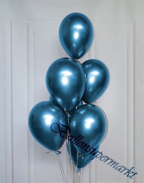 Chrome Luftballons Blau Latex 28 30 cm Ø 10 Stück