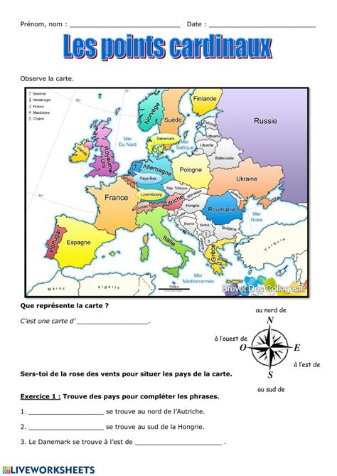 Les Points Cardinaux Online Worksheet For 7 8 9 You Can Do The