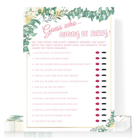 Buy Mommy Or Daddy Guess Who Game Greenery Baby Shower Games For Girls