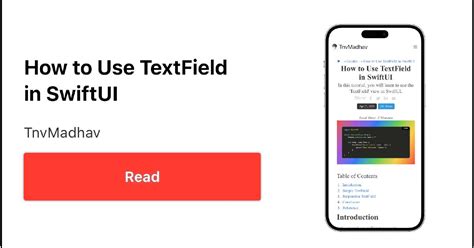 tnvmadhav how to use textfield in swiftui