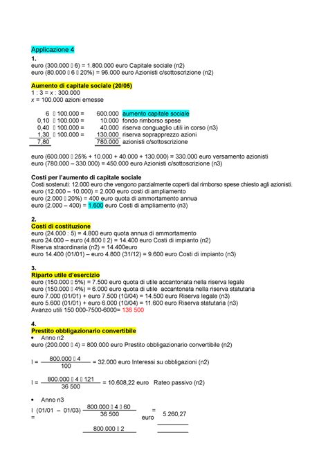 Esercizio Partita Doppia Applicazione 4 1 Euro 300 6 1 800 Euro