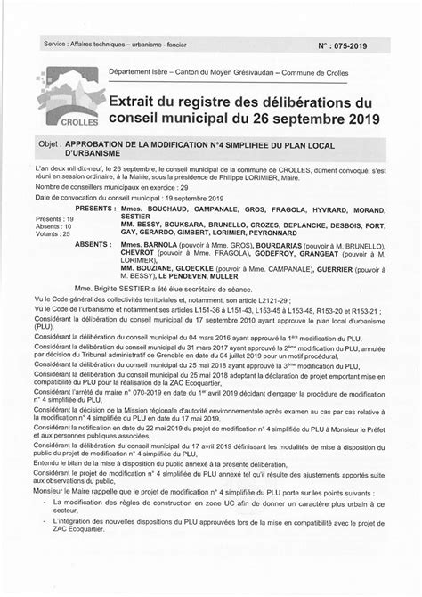 Calaméo Crolles Deliberation 75 2019 9 Approbation Moidfication 4 Du Plu