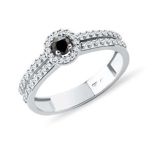 Wei Gold Ring Mit Schwarzem Diamant Klenota