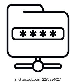 Password Folder Icon Outline Vector Computer Stock Vector Royalty Free
