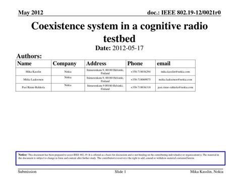 ppt coexistence system in a cognitive radio testbed powerpoint presentation id 4460387