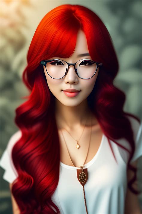 Lexica Anime Girl With A Lock Of Red Hair And Glasses