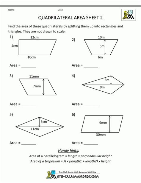 Area Of Rhombus And Kite Worksheet