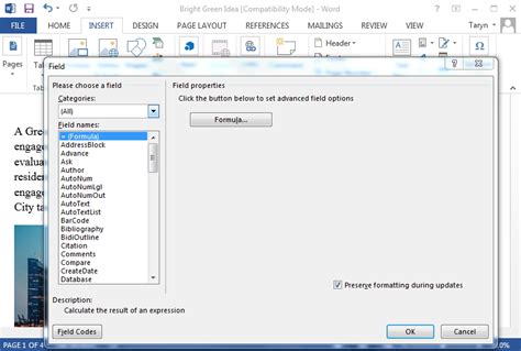 Steps To Insert Field In Word File