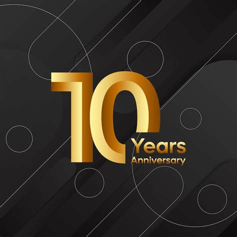 Diseño del logotipo del décimo aniversario con número dorado