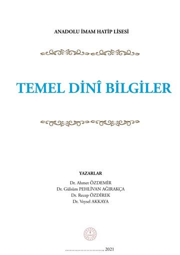 2021 2022 pdf AİHL 9 Sınıf Temel Dini Bilgiler Ders Kitabı Ahmet