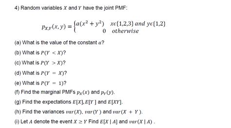 solved 4 random variables x and y have the joint pmf