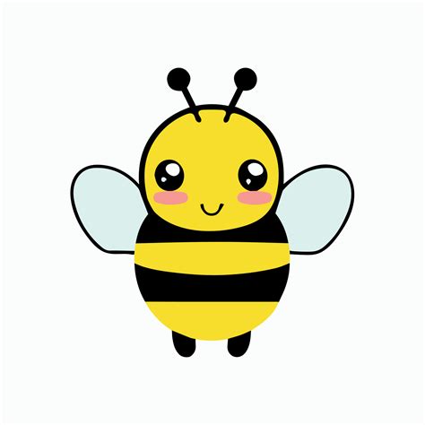Adorable Cute Baby Bee Illustration Kawaii Vector Drawing Style