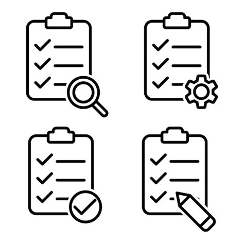 Zwischenablage Checkliste Icon Set Vektor Illustration Premium Vektor