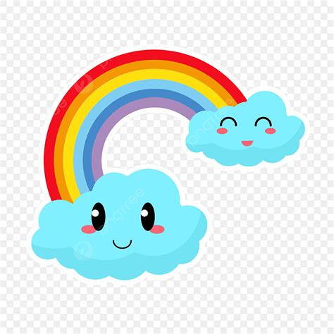 Arco Iris Y Nubes De Dibujos Animados Azul Png Dibujos Nubes Plano