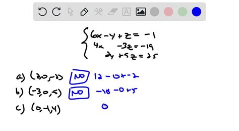 solved determine whether each ordered triple is a solution of the system of equations left