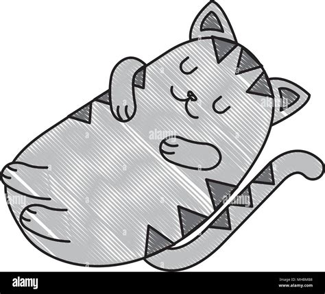 Cute Cat Sleeping Kawaii Character Vector Illustration Design Stock