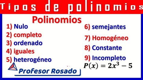 Tipos polinomios y DEFINICIÓN de polinomio YouTube