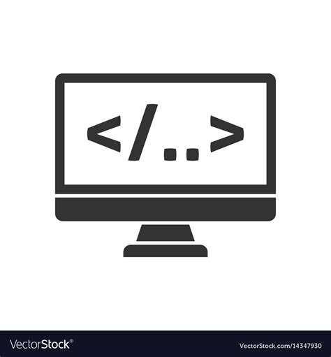 Computer Monitor With Coding Icon Royalty Free Vector Image
