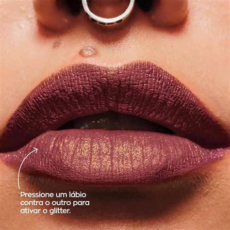 Batom Líquido Matte Glitter Effect Avon Power Stay Nude Iluminado