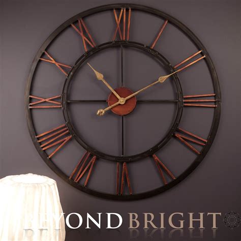 Kali 68cm Wall Clock Wrought Iron Vintage Clocks Wall Clock Large