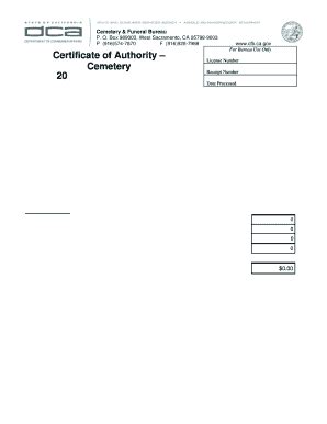 Fillable Online Cfb Ca Cemetery And Funeral Bureau Certificate Of