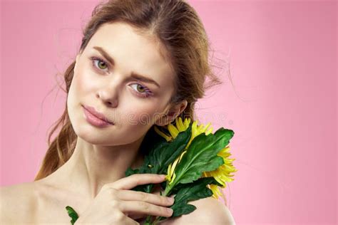 322 Sexy Naked Woman Pink Flower Stock Photos Free Royalty Free