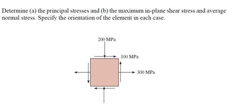 Solved Determine A The Principal Stresses And B The Maximum In
