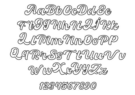 Retro Outline Script Handwritten Cursive Font Alphabet Letters Etsy