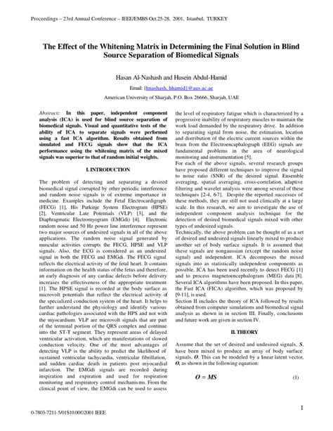 pdf the effect of the whitening matrix in determining the final solution in blind source