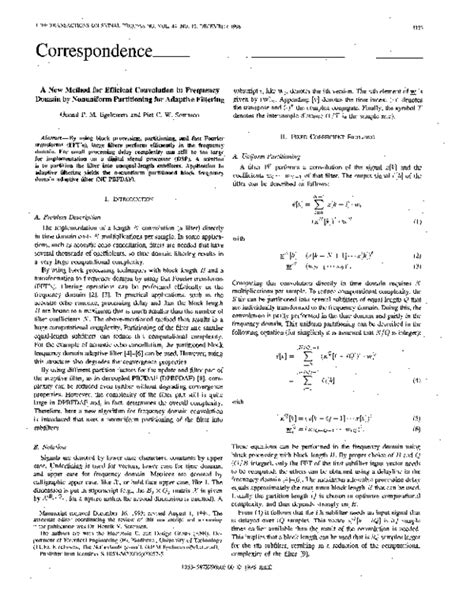 pdf a new method for efficient convolution in frequency domain by nonuniform partitioning for