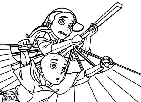 Coloriage Katara et Aang télécharger et imprimer gratuit sur
