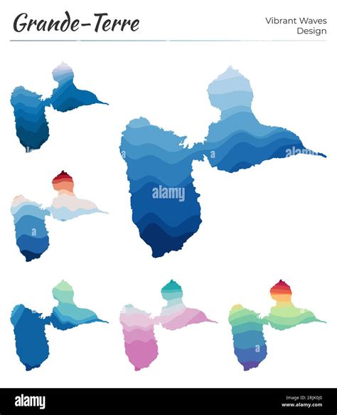 Set Of Vector Maps Of Grande Terre Vibrant Waves Design Bright Map Of