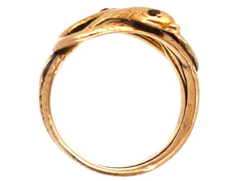 Victorian 15ct Gold Double Snake Ring With Ruby Eyes 728H The