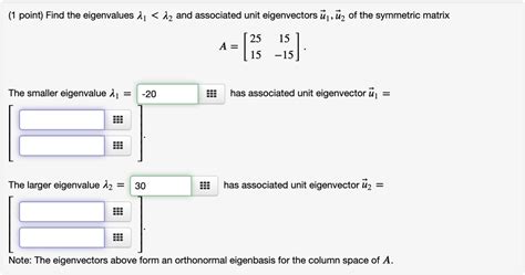 solved point find the eigenvalues 1] 12 and associated unit eigenvectors u] uz of the