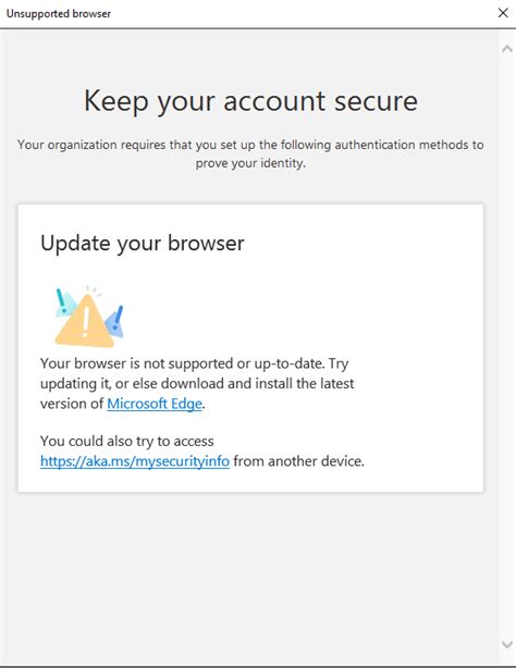 Your Browser Is Not Supported Or Up To Date When Renewing Credentials