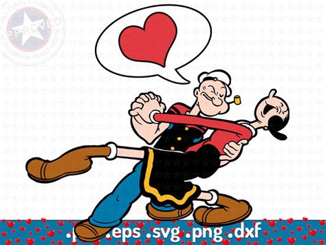 Popeye And Olive Oyl Love SVG Dxf Eps Pdf Png Files Digital Print