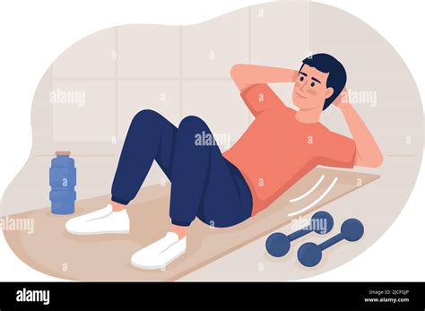 Abs Workout At Home 2D Vector Isolated Illustration Stock Vector Image