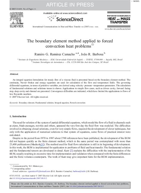 pdf the boundary element method applied to forced convection heat problems joao barbosa