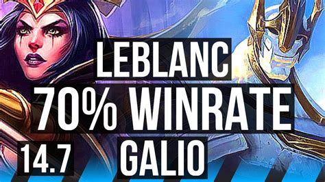LEBLANC Vs GALIO MID 70 Winrate Legendary 13 3 7 Rank 11