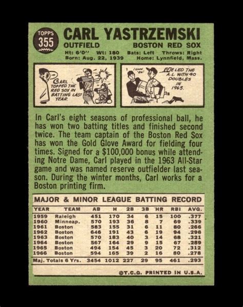 1967 Topps Set Break 355 Carl Yastrzemski NR MINT GMCARDS EBay