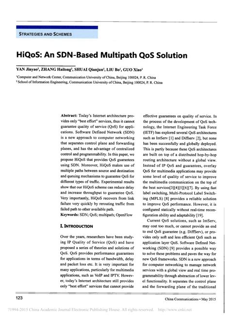 pdf hiqos an sdn based multipath qos solution