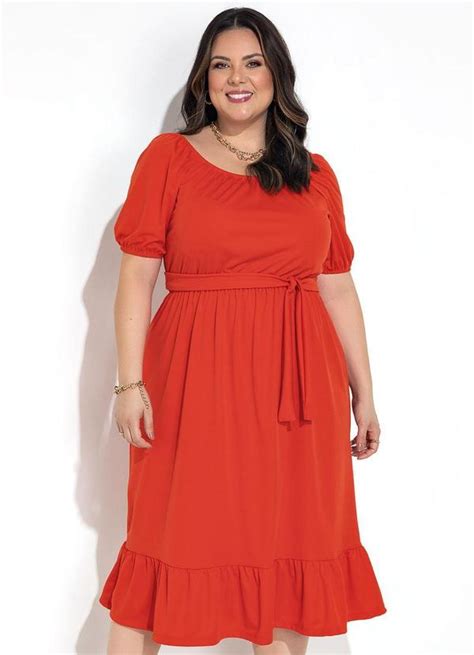 Vestido Laranja Escuro Em Malha Marguerite