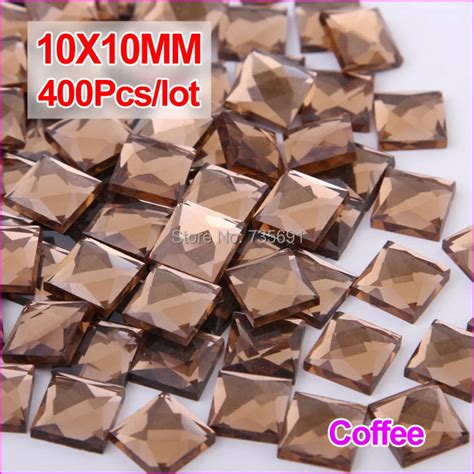 2015 Hot Sale Rhinestone 10X10mm Coffee Flatback Crystals Non Hotfix